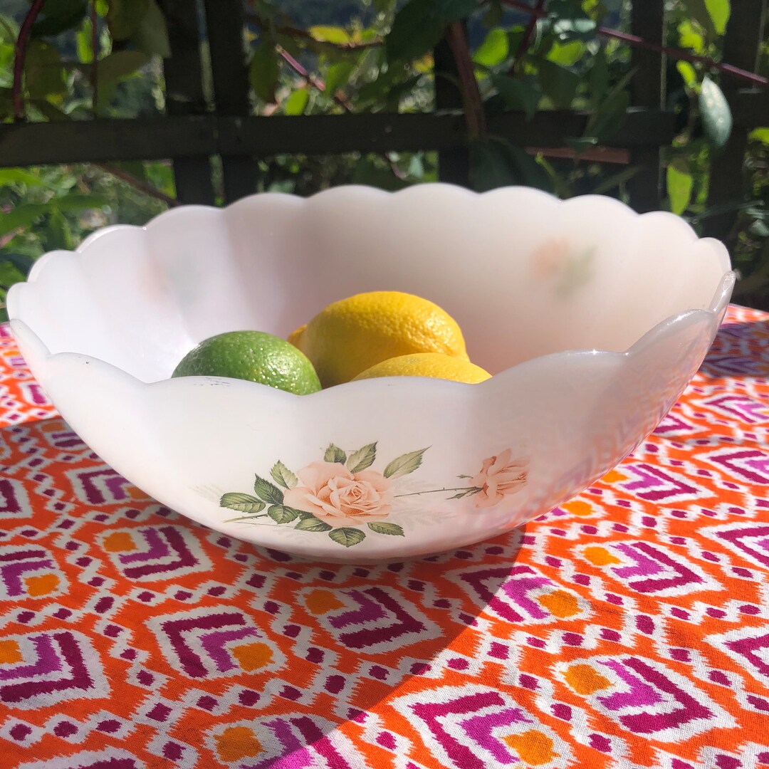 Arcopal Beautiful Vintage French Pink Bowl With Rose Pattern and ...