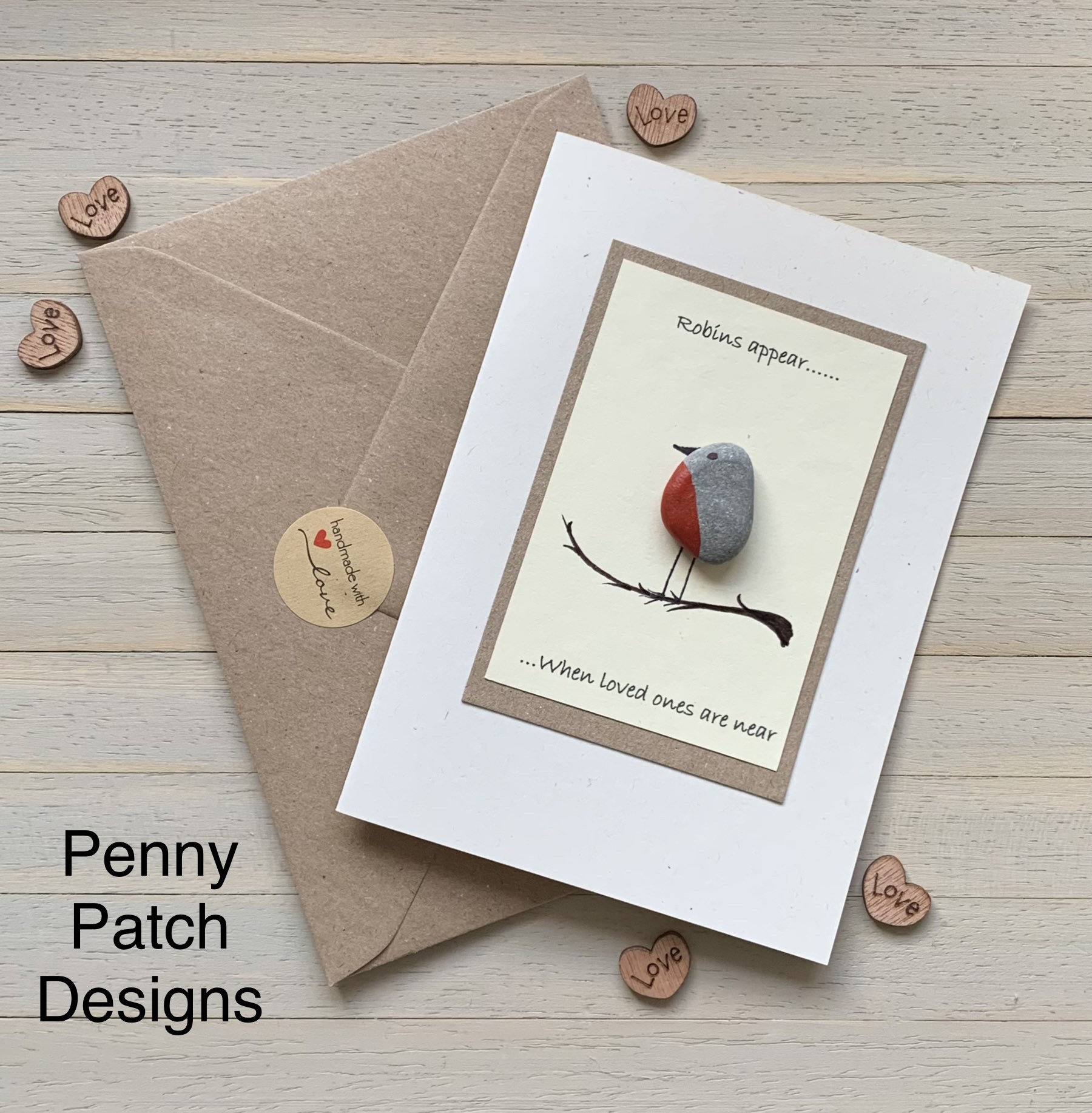 Handmade Pebble Robin Sympathy Card Cream. Robin Greeting - Etsy UK
