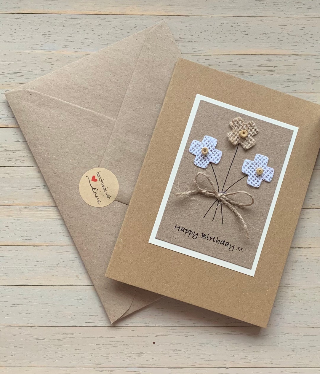 Personalised Handmade Birthday Card for Any Occasion. Natural Hessian ...