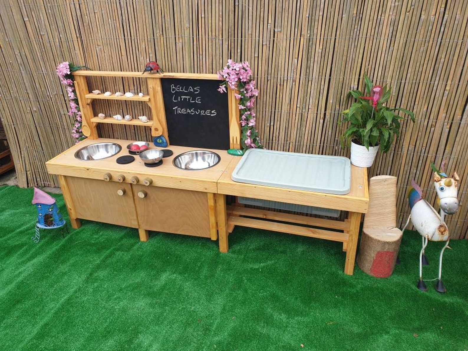Mud Kitchen With Blackboard and Water/sand Table - Etsy