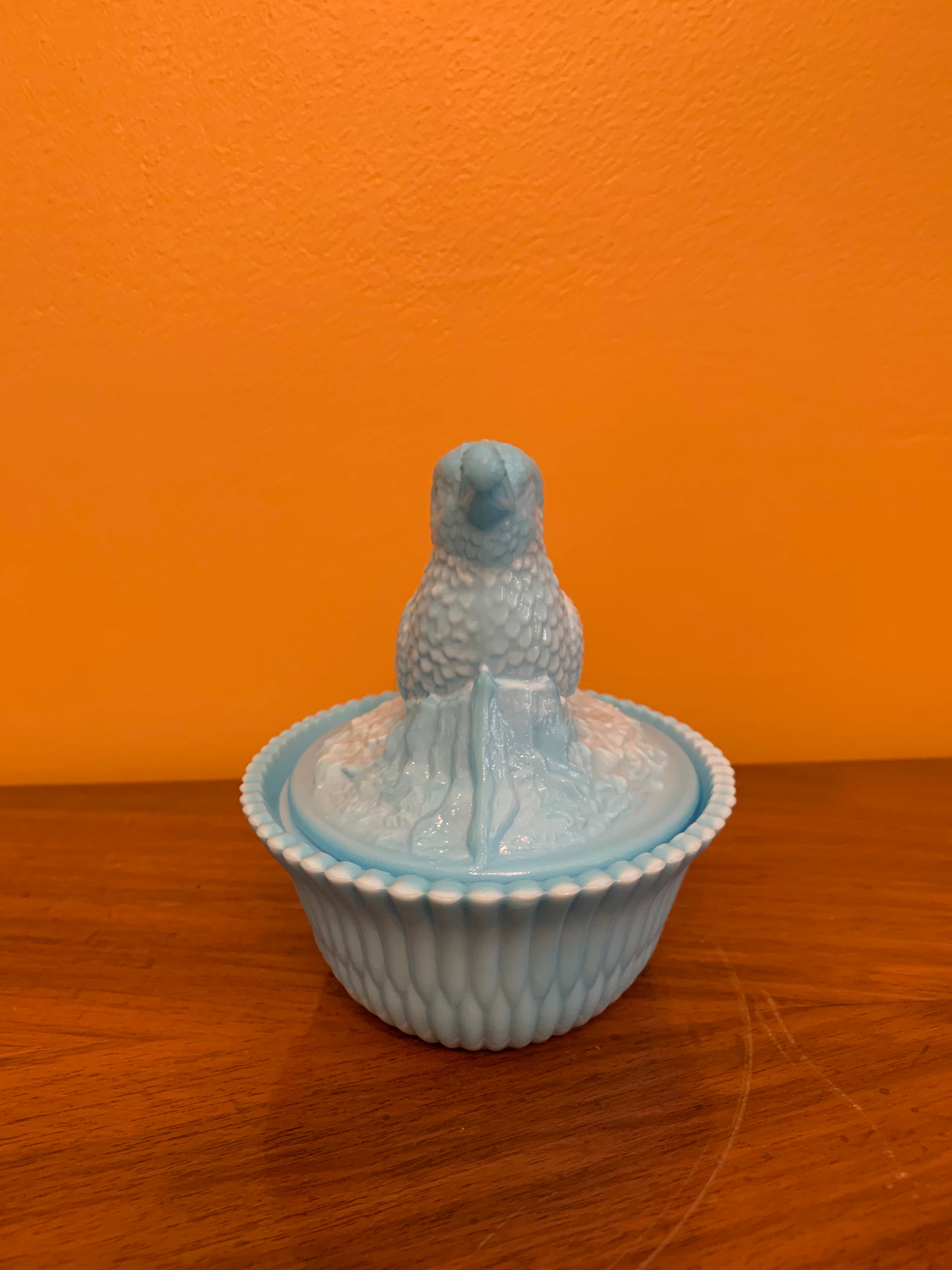 Summit Art Glass Blue Carnival Glass Bird Covered Candy Dish - Etsy