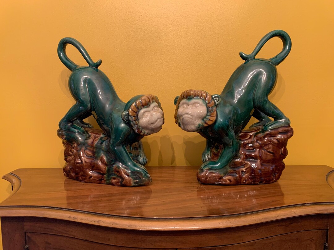 Vintage Majolica Porcelain Capuchin Monkeys - a Pair - Etsy