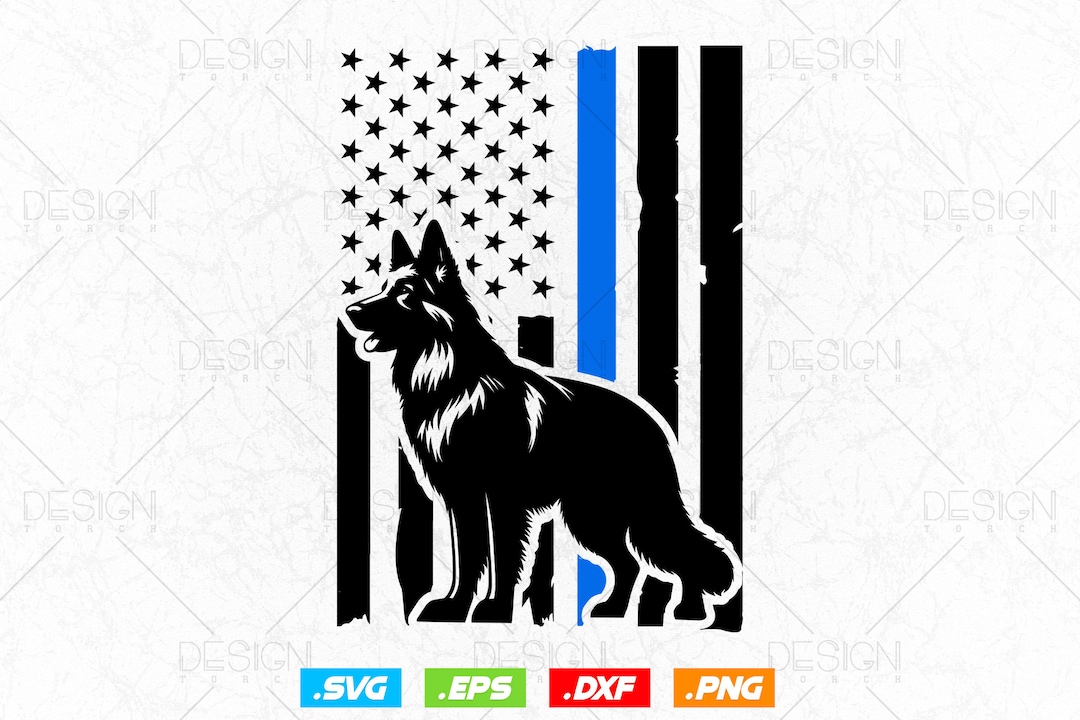 Patriotic German Shepherd K9 Unit Thin Blue Line Police Svg Png, First ...