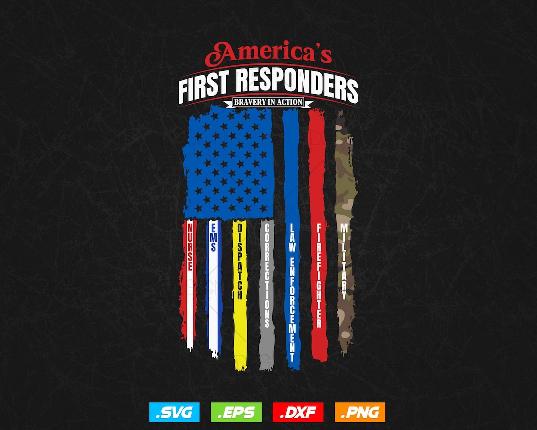 America's First Responders Support Flag Svg Png, Emergency Front Line ...