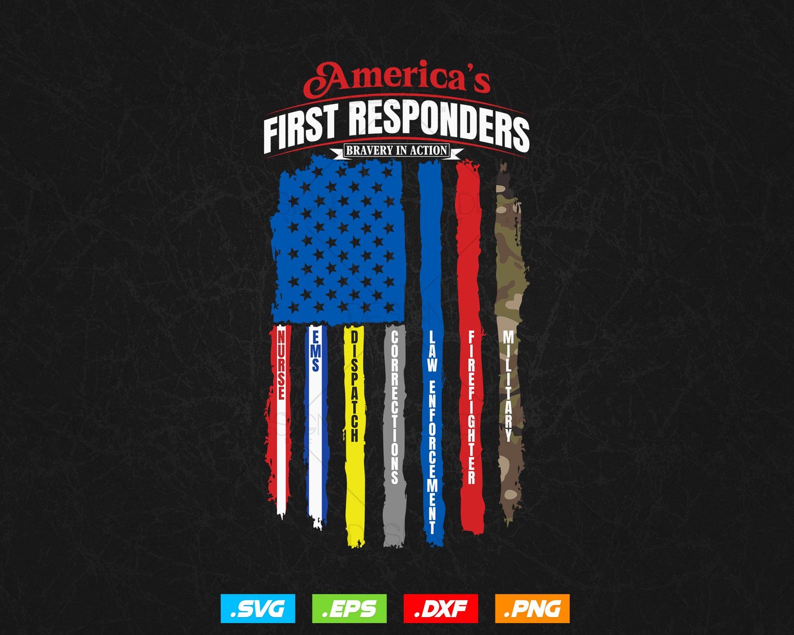 America's First Responders Support Flag Svg Png, Emergency Front Line ...