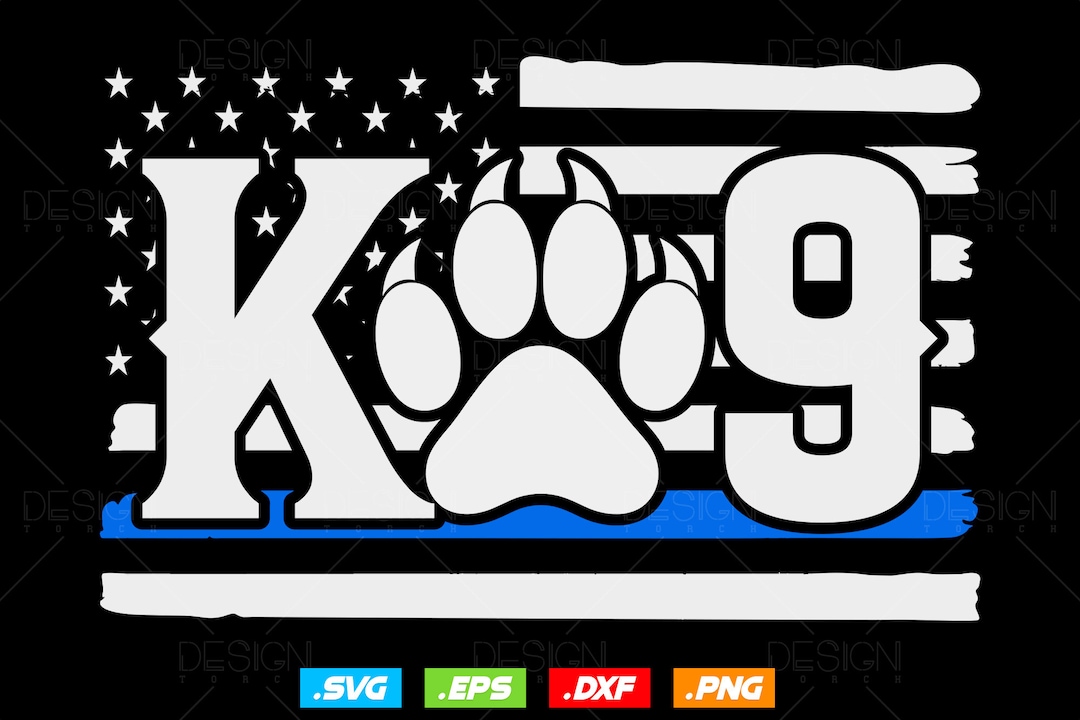 Patriotic K9 Dog Paw With USA Flag Thin Blue Line Police Svg Png, First ...