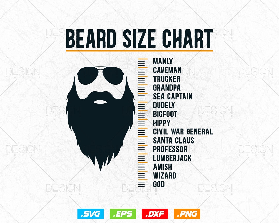 Funny Beard Measurement Chart Svg Png, Beard Length Growth Funny Scale ...