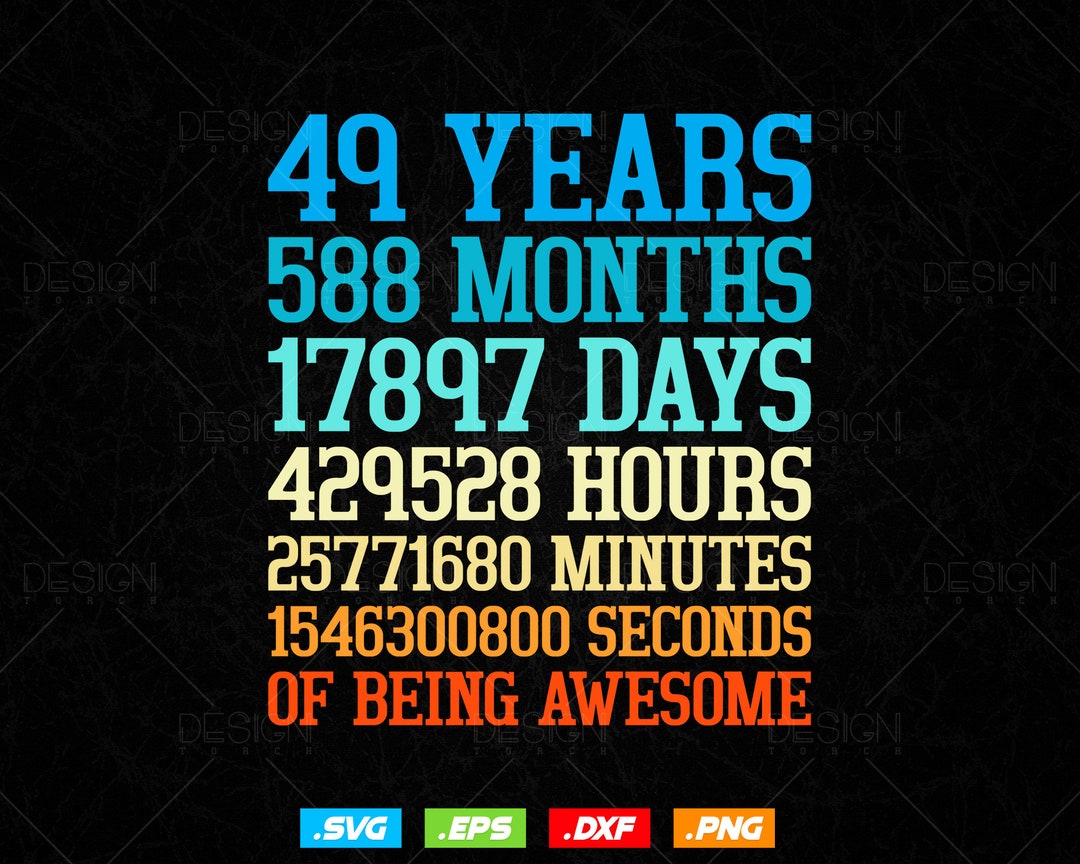 49 Years of Being Awesome Birthday Svg Png, Retro Vintage Style Happy ...
