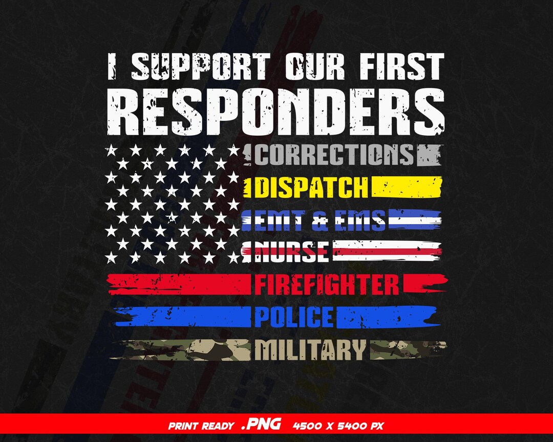 First Responders Hero Flag Nurse EMS Police Fire Military Vector T ...
