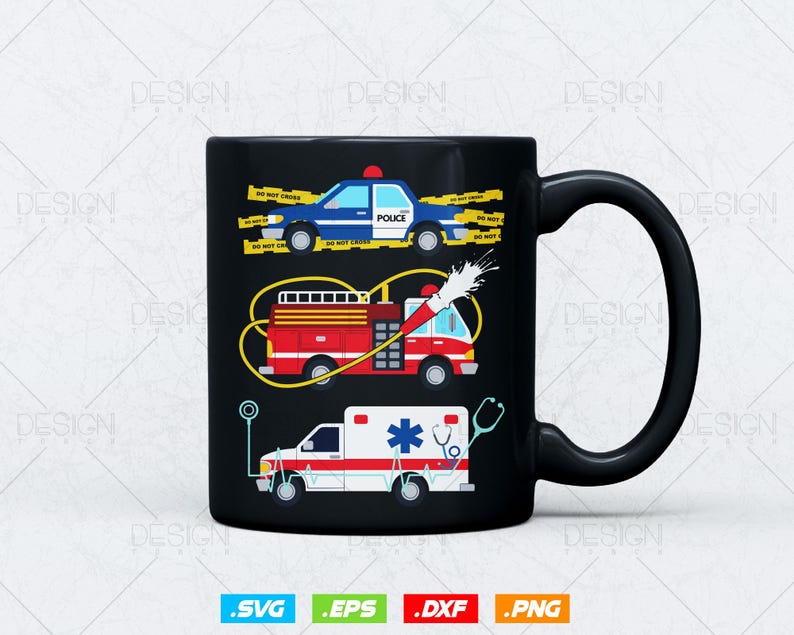 Police Car Fire Truck Ambulance Svg Png, First Responder Vehicles ...