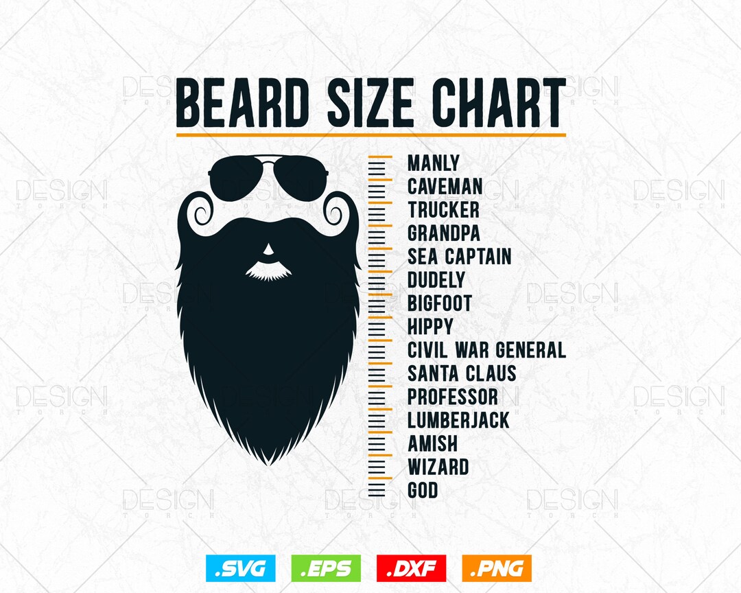 Funny Beard Measurement Chart Svg Png, Beard Length Growth Funny Scale ...