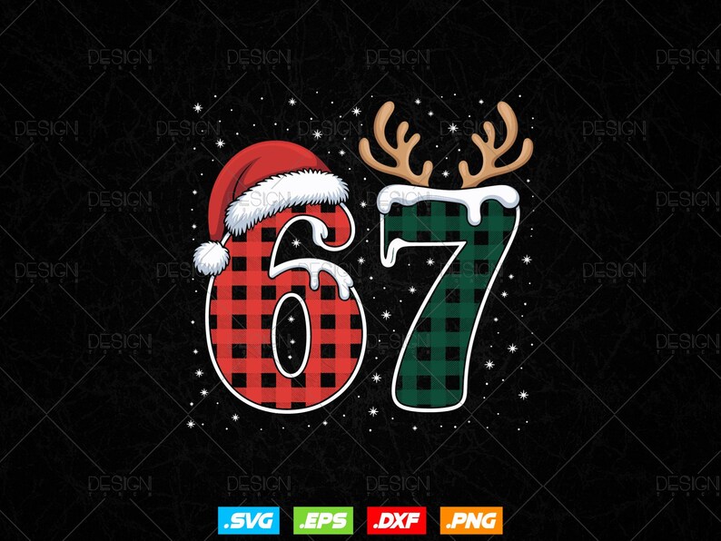 Six Seven Christmas Svg Png, Funny 67 Christmas Pajamas Shirt Png ...