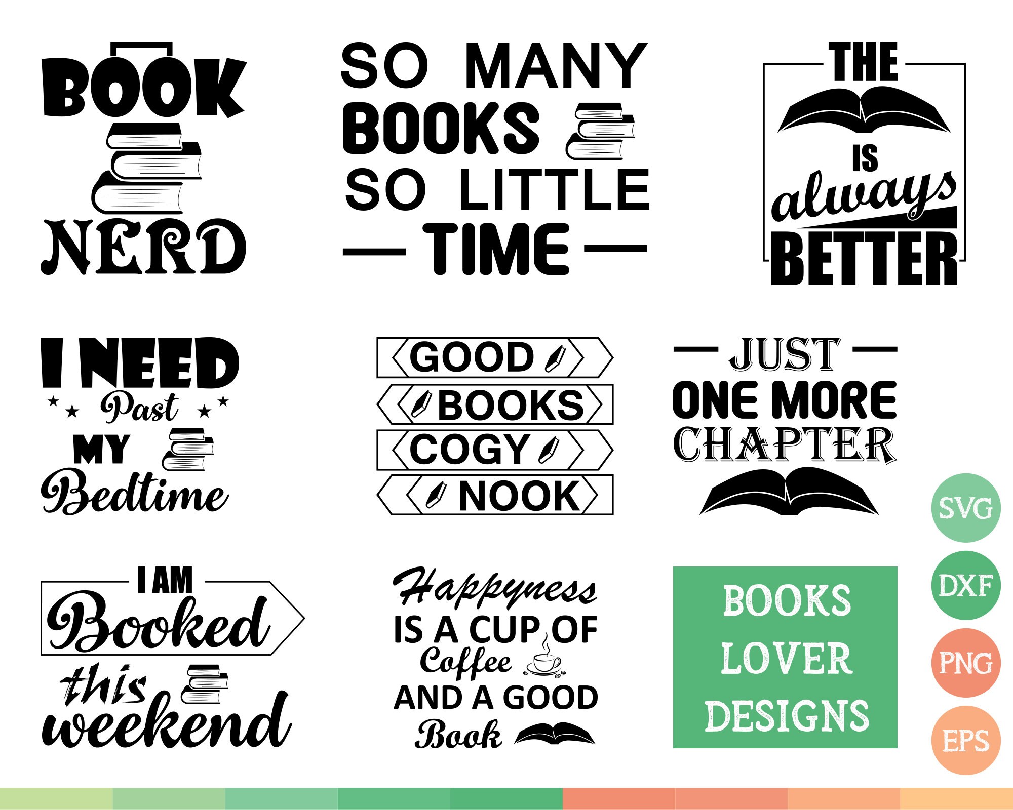 Book SVG Bundle Bookish svg pack cut files reader bundle cut | Etsy