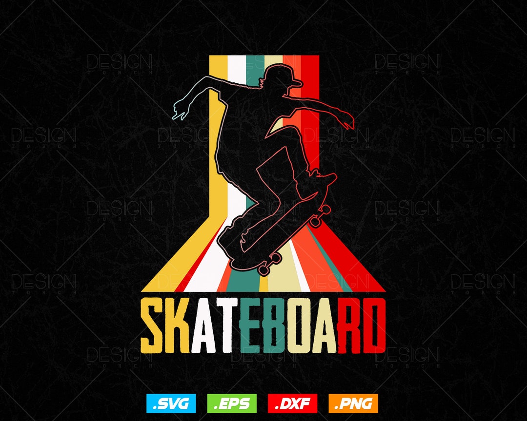 Retro Skateboard Skateboarder Svg Png Files, Skateboarding T-shirt ...