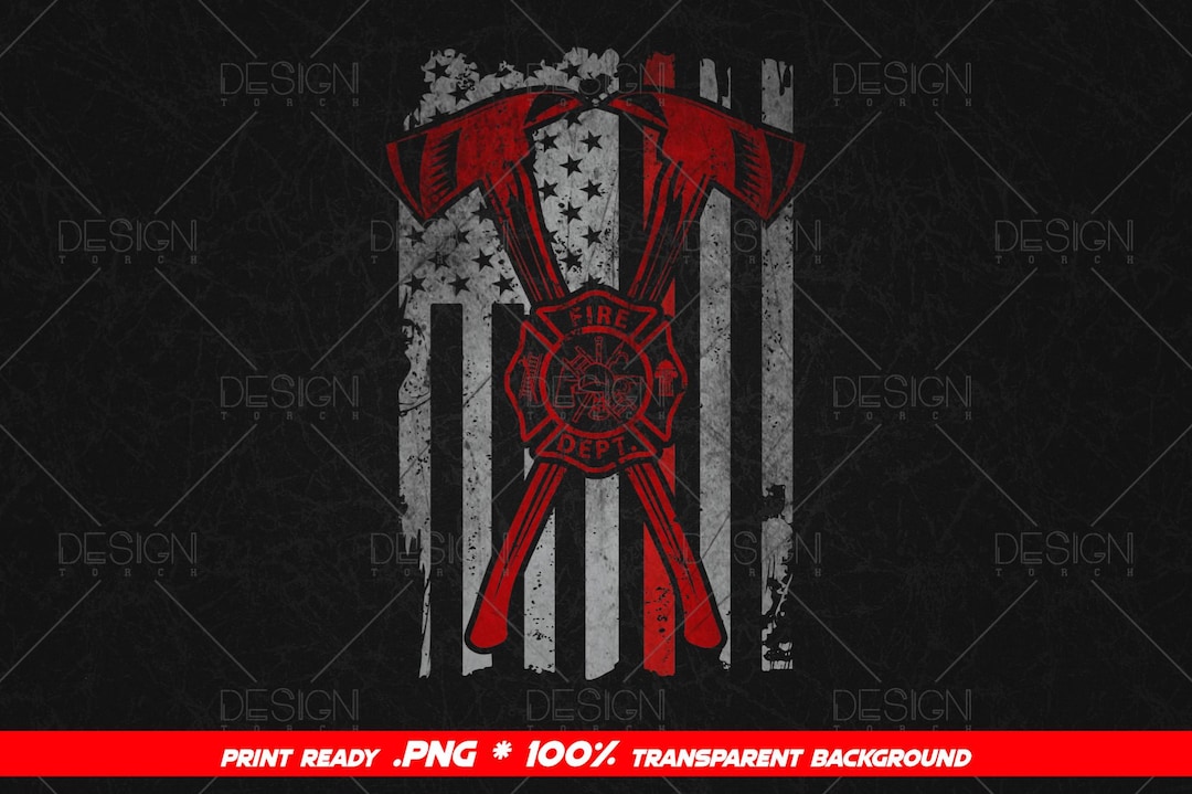 Thin Red Line Axe USA Flag Firefighter PNG, 4th of July American ...