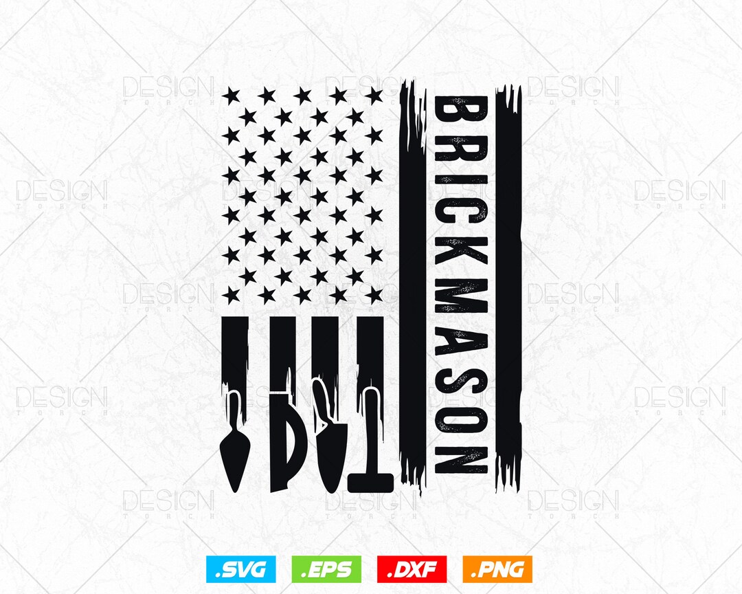 Bricklayer American Flag Brick Mason Life Masonry Svg Png, Construction ...