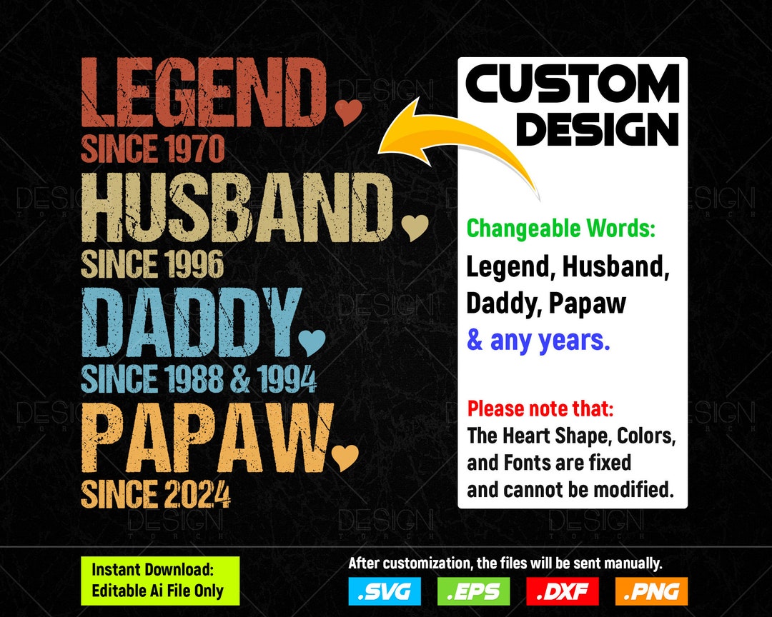 Legend - Husband - Daddy - Papaw Svg Png Files, Father's Day Svg File, Dad Svg Files, Birthday T ...