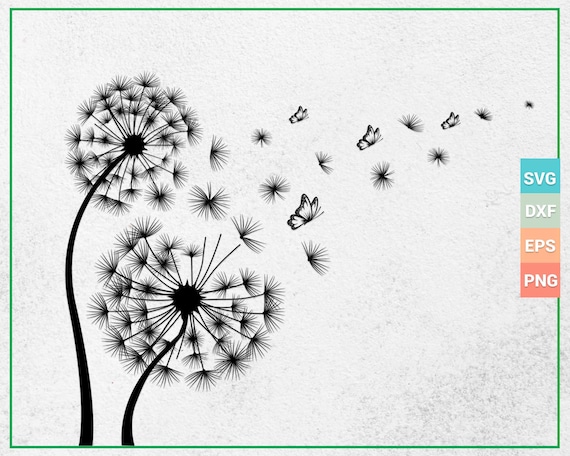 Dandelion With Butterfly SVG Files for Cricut Silhouette Wall - Etsy