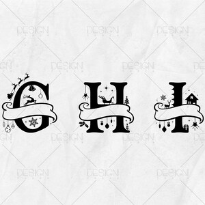 Christmas Split Alphabet Letter Svg, Christmas Monogram Svg, Christmas ...