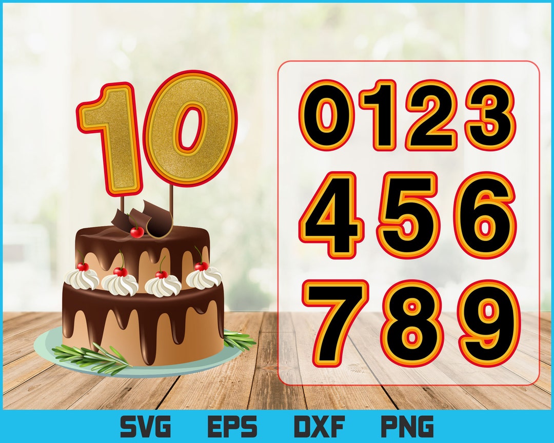 Layered Numbers 0 to 9 Svg, Offset Shadow Party Decoration for Custom ...