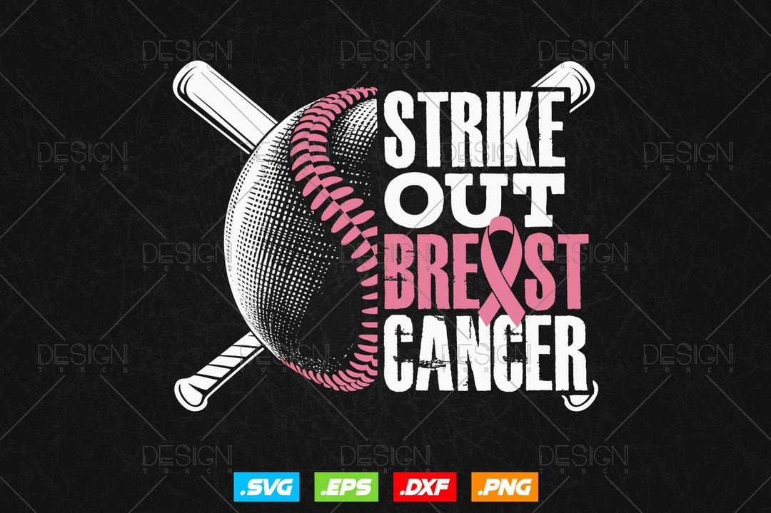 Baseball Strike Out Breast Cancer Svg Png, Breast Cancer Awareness ...