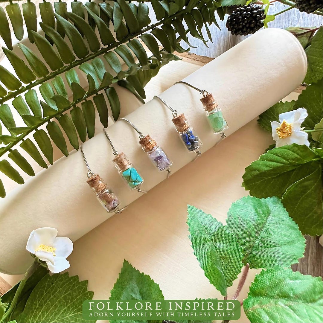 Crystal Potion Bottle Bracelet, Cottagecore Apothecary Vial Jewelry ...