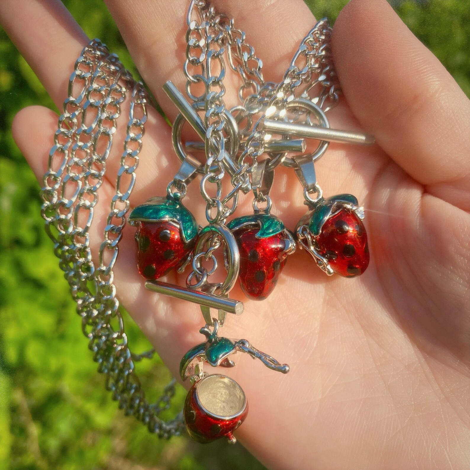Strawberry Stash Locket Necklace 3D Strawberry Pendant - Etsy