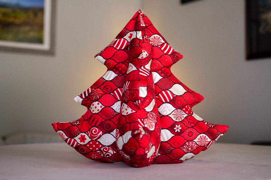 Stuffed Fabric Christmas Tree - Red & White Ornaments - Etsy