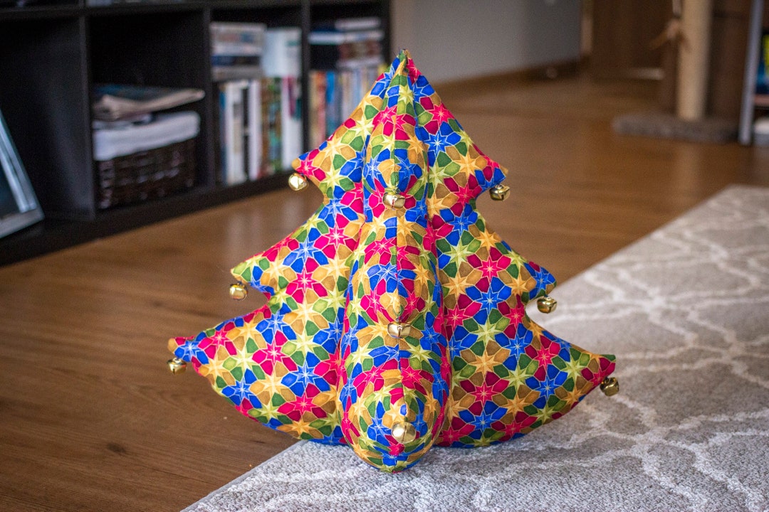 Stuffed Fabric Christmas Tree Multicolored Lights & Bells - Etsy