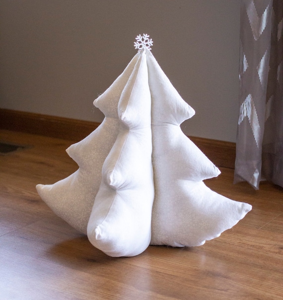 Stuffed Fabric Christmas Tree Classic Snowflake White | Etsy