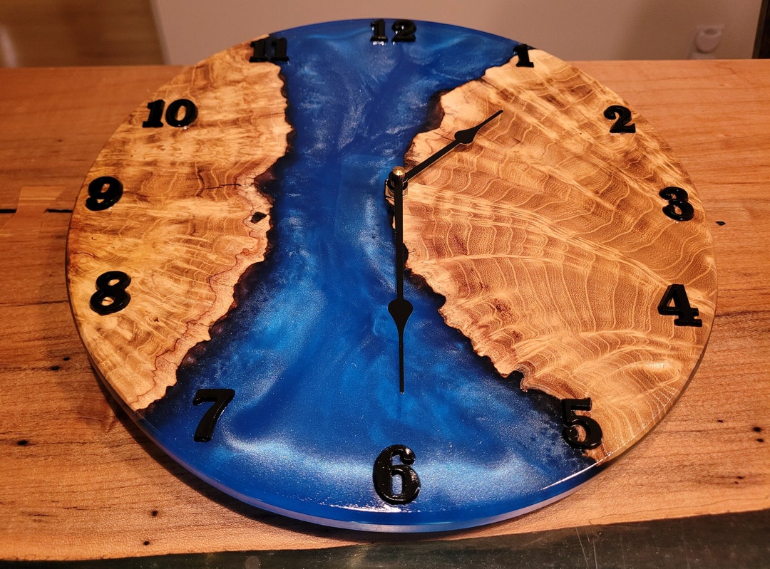 Black Locust Burl and Epoxy Wall Clock - Etsy