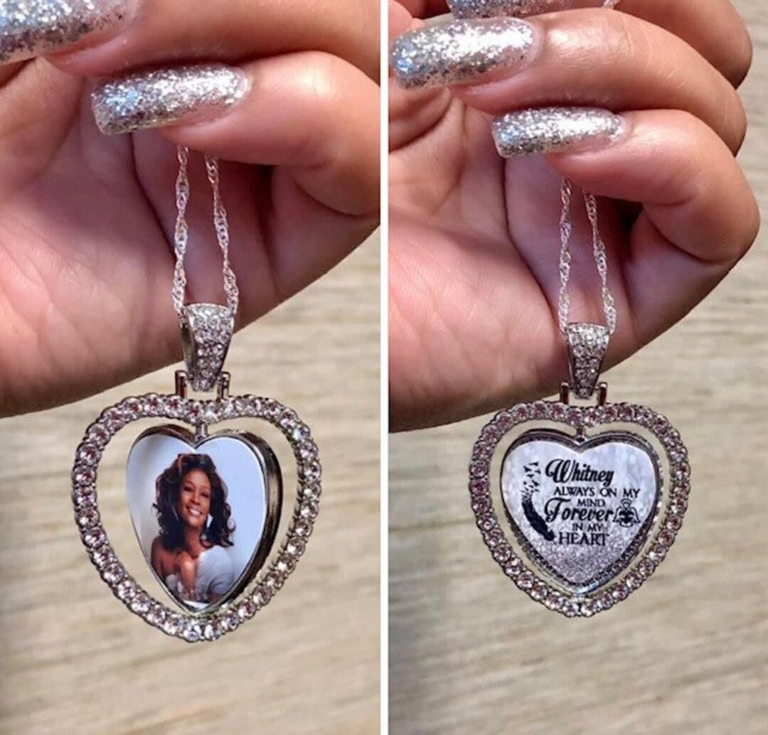Heart Shape Rhinestone Rotating Photo Pendant - Etsy