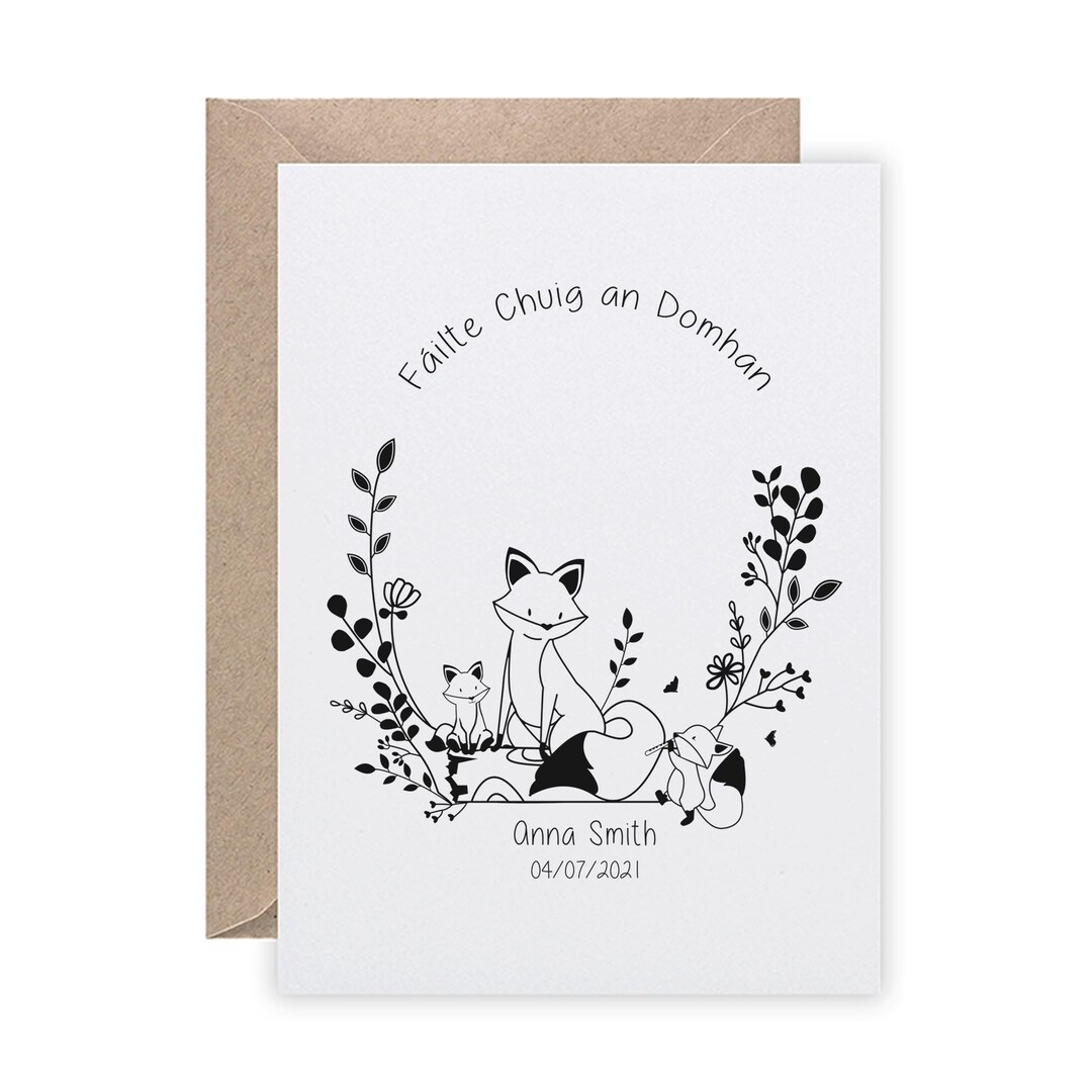 Welcome to the World Card, Forest Animal, Irish Baby Gift, Irish ...