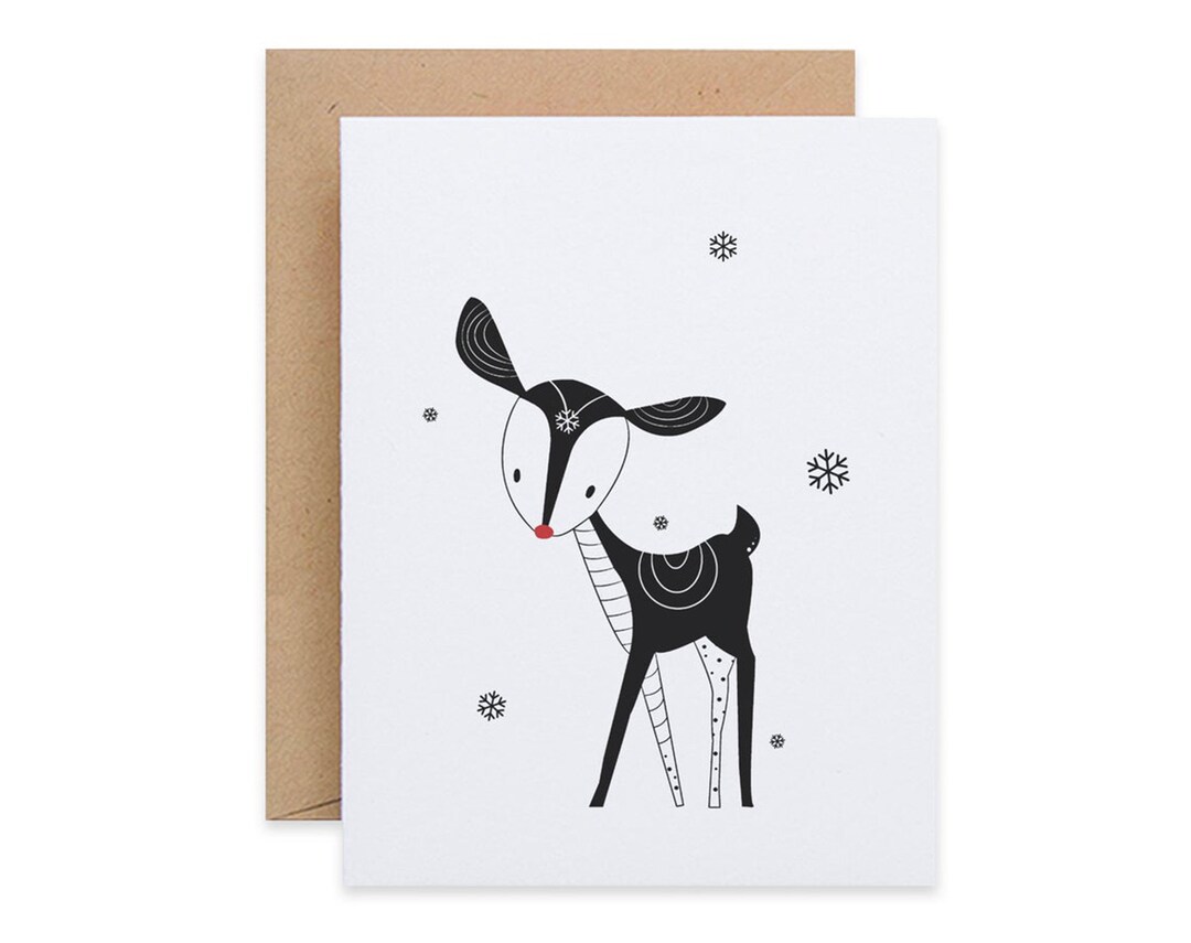 Rudolf Christmas Card, Scandinavian Reindeer Design, Sustainably Made ...
