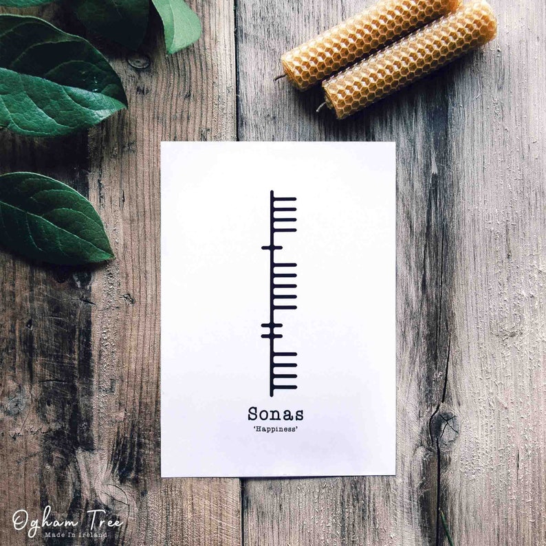 Sonas Happiness Ogham Prints Irish Language Gifts Seanfhocal - Etsy