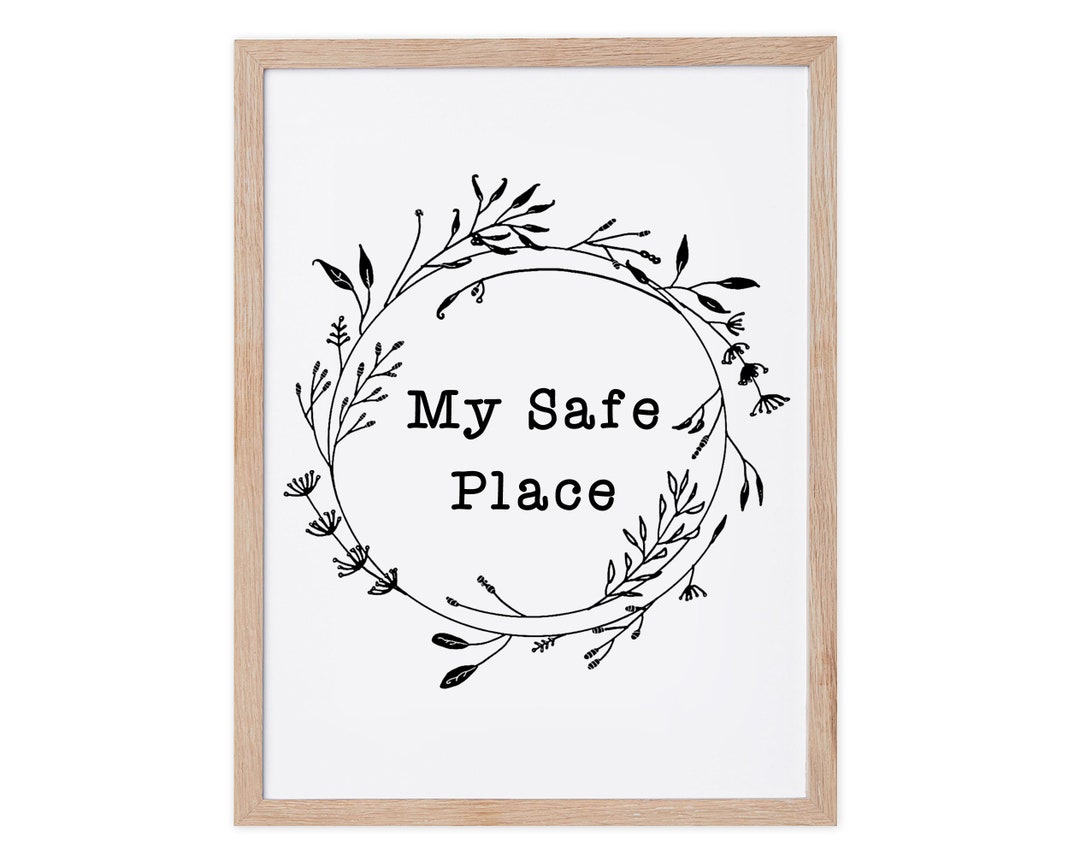 Floral Wreath Print – My Safe Place Art – Botanical Wall Décor ...