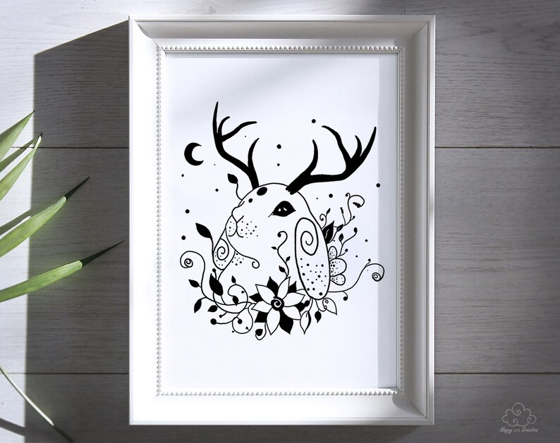 Irish Rabbit Illustration Jackalope Art Irish - Etsy