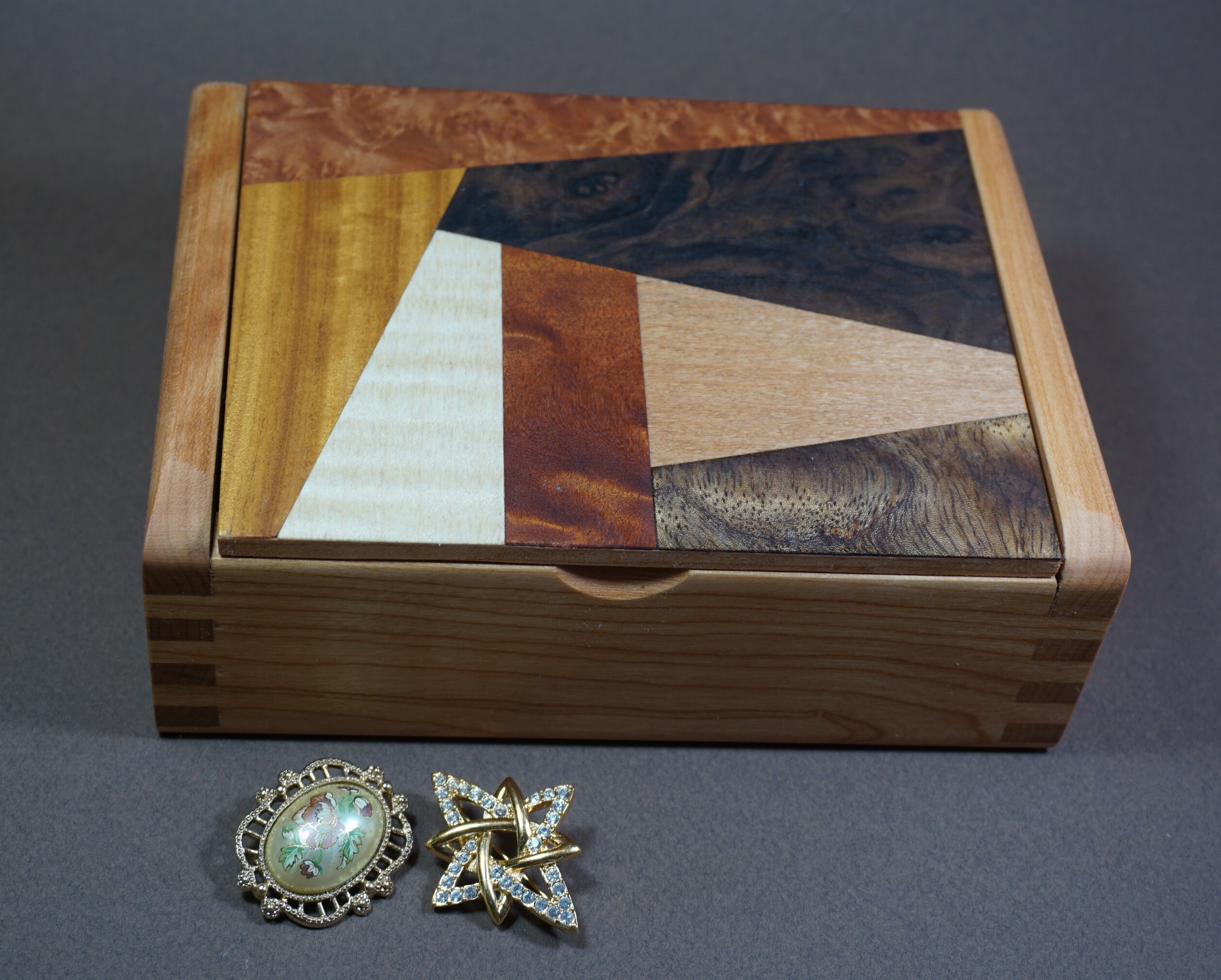 Cherry Keepsake Box With Marquetry Lid - Etsy