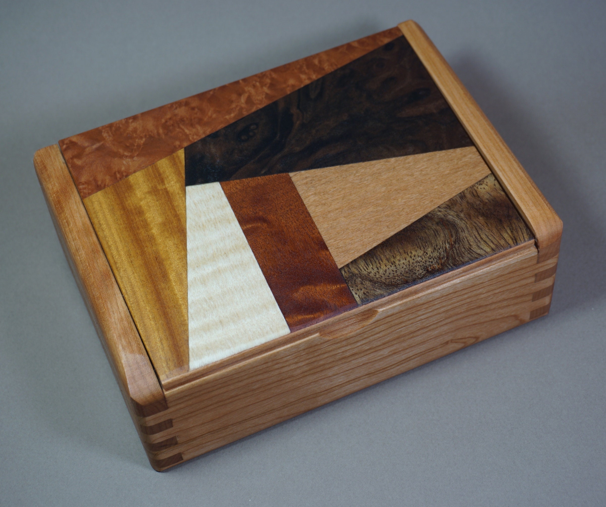 Cherry Keepsake Box With Marquetry Lid and Suede Lining - Etsy