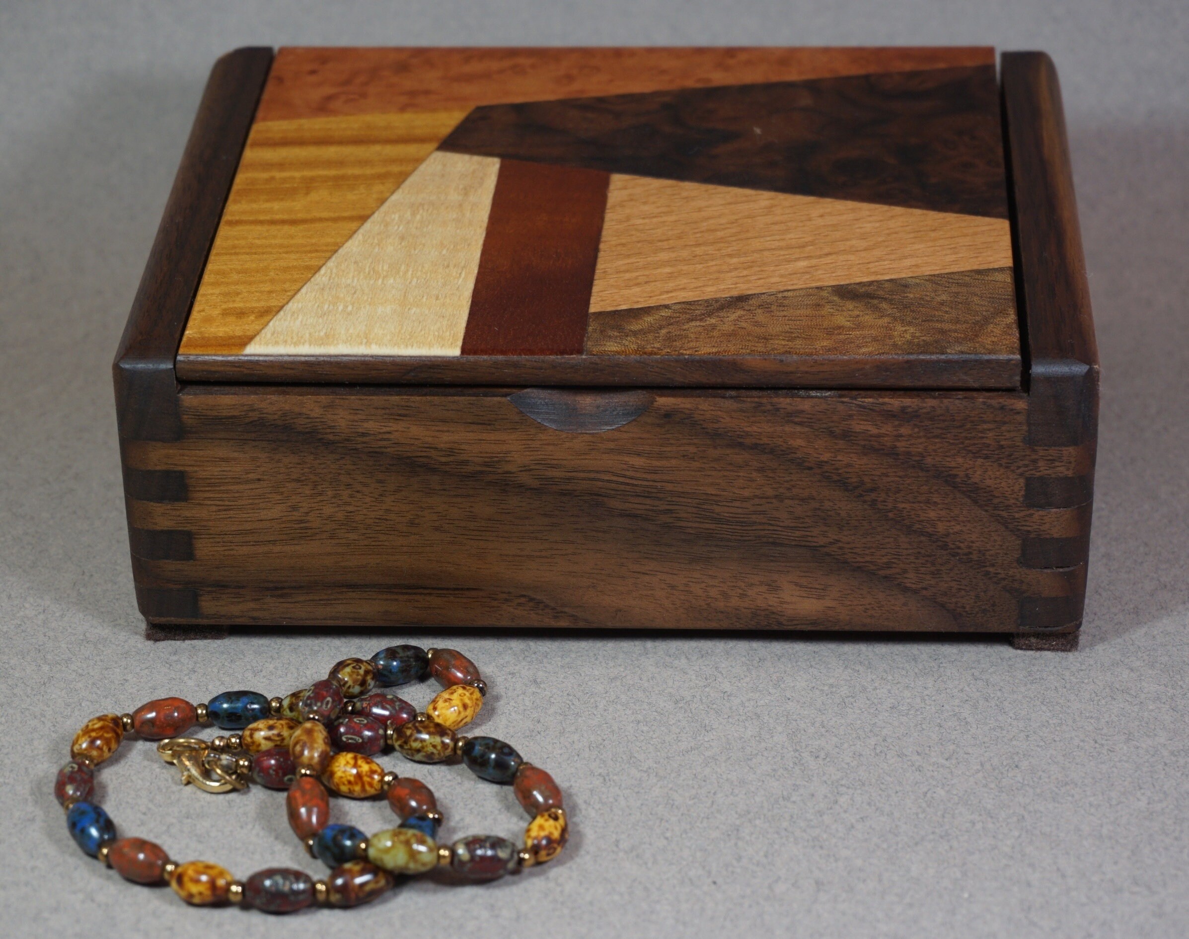 Black Walnut Keepsake Box With Marquetry Lid - Etsy