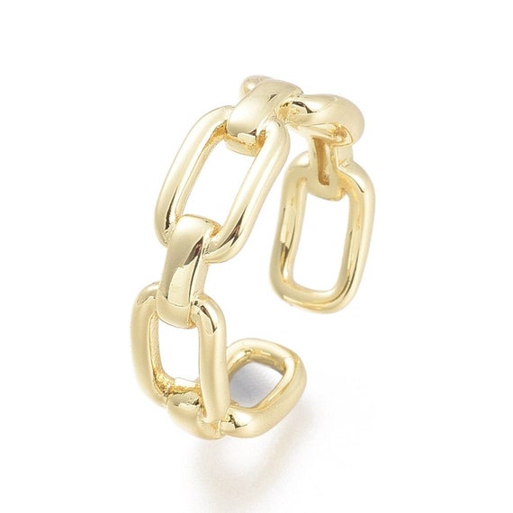 Cable Chain Open Cuff Gold Women's Ring 18k Gold Plated - Etsy España