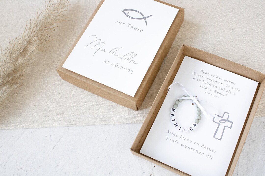 Baptism Gift Set | Gift Card in a Box With a Pearl Bracelet ...