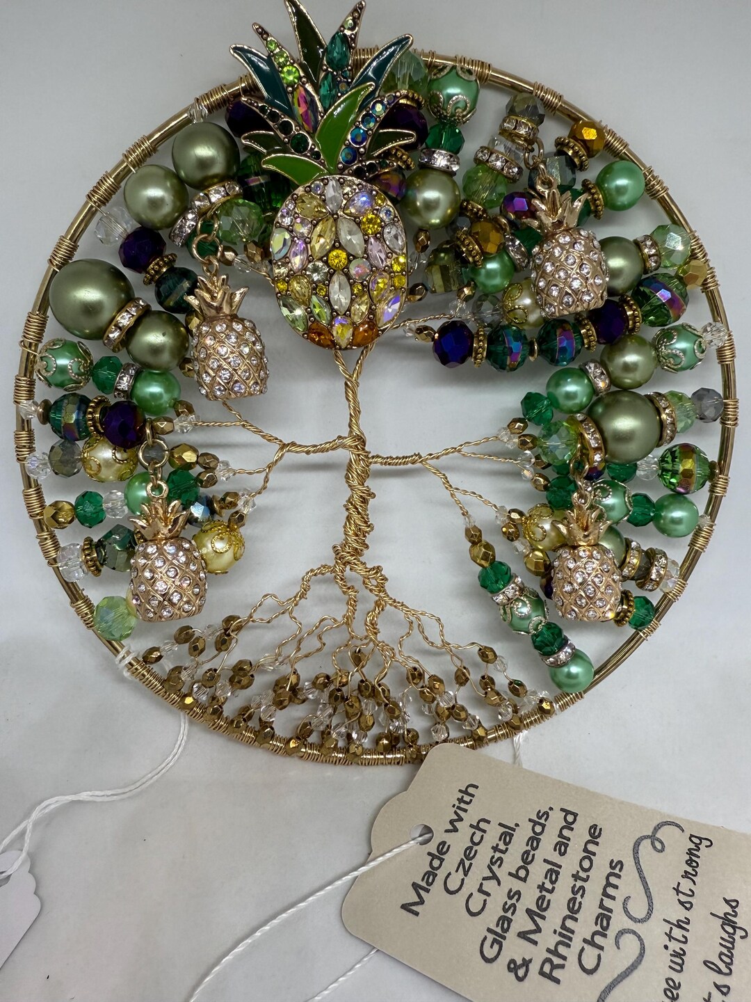 Gold Wire Tree of Life (with Czech Crystals, Glass Beads and Metal and ...