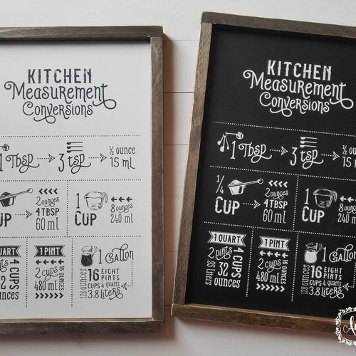 12x18 Kitchen Measurement Conversions Wood Sign Black and | Etsy