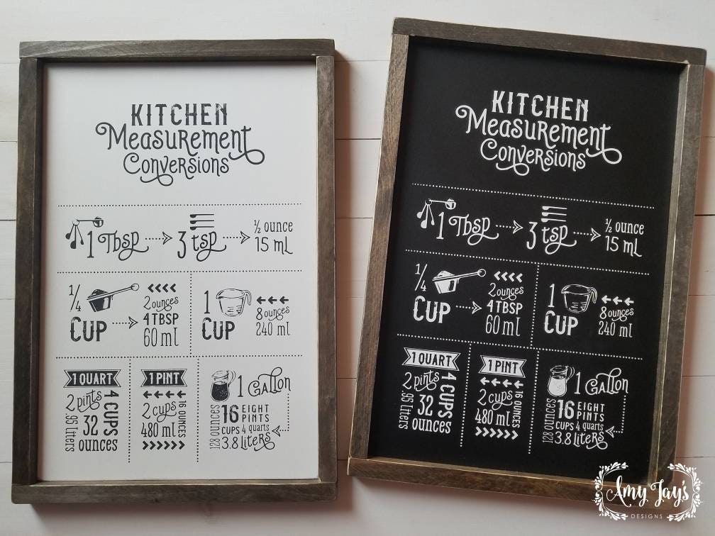 12x18 Kitchen Measurement Conversions Wood Sign Black and | Etsy