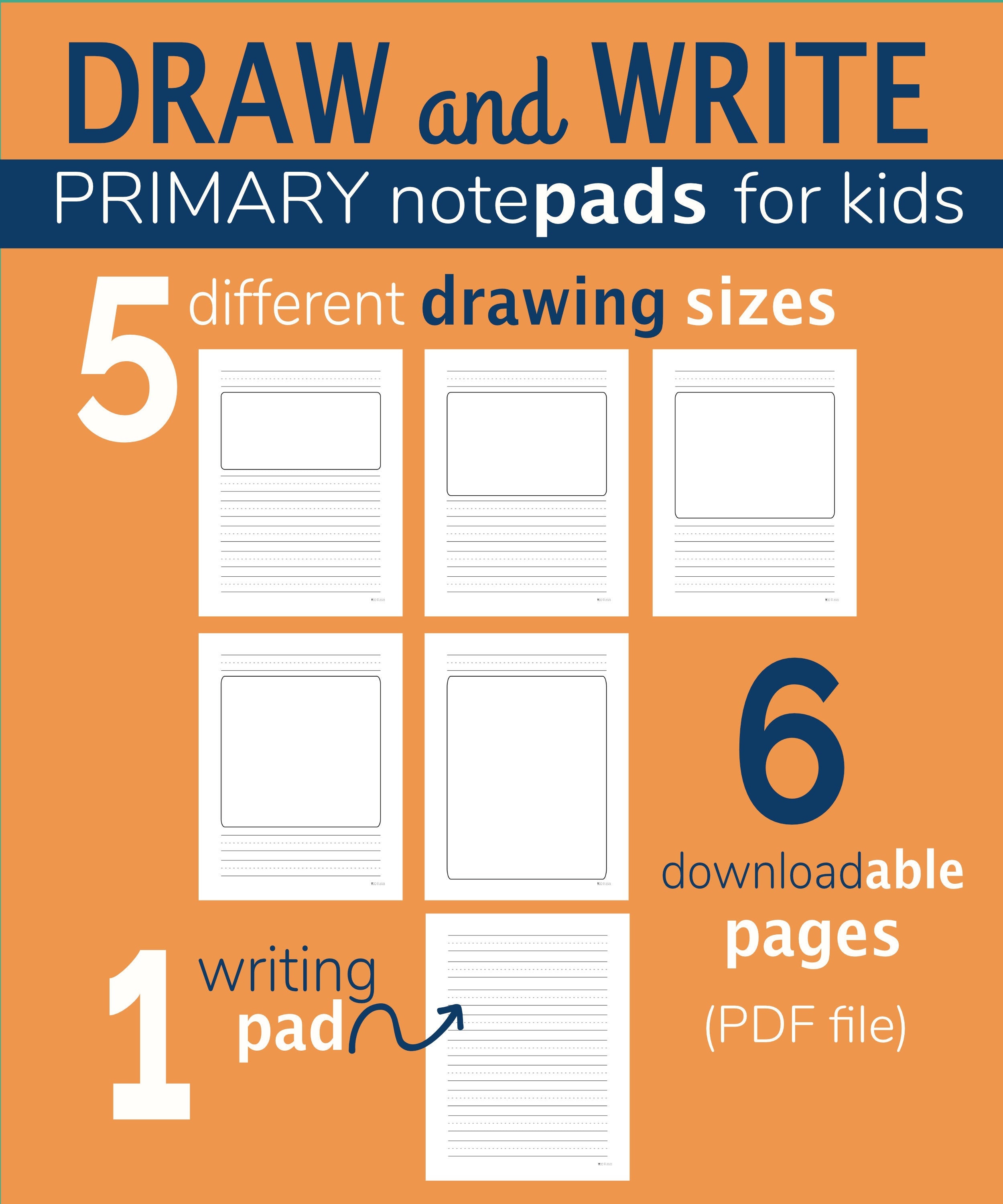 Draw and Write Blank Primary Notepads Instant Download Worksheet ...