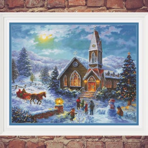 Winter Church Full Coverage Cross Stitch Pattern PDF - Etsy