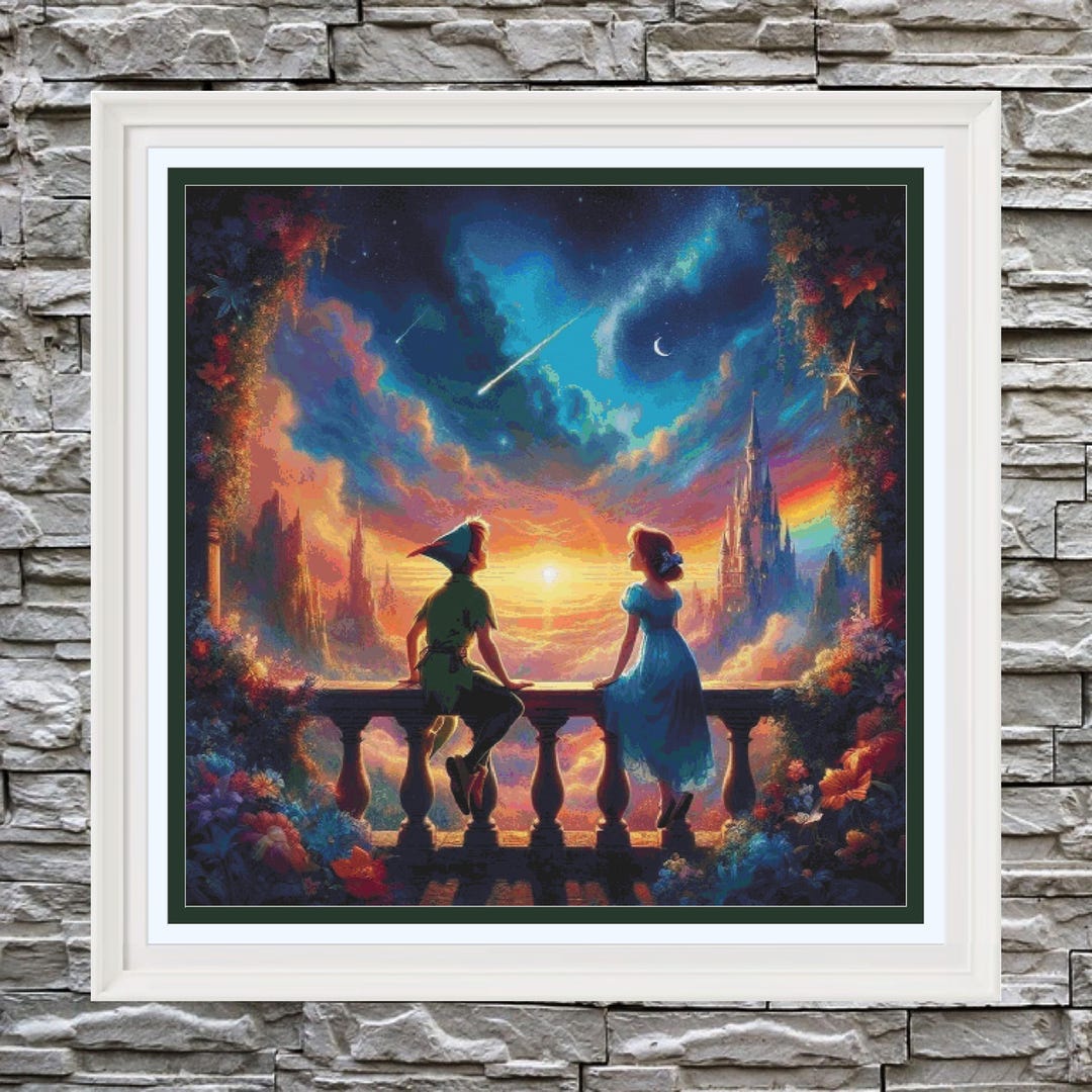 Peter Pan and Wendy Full Coverage Cross Stitch Pattern PDF - Etsy