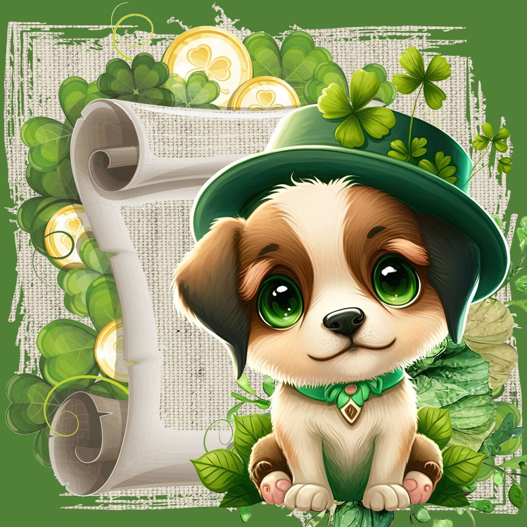St. Patrick's Day Puppy Full Coverage Cross Stitch Pattern PDF - Etsy