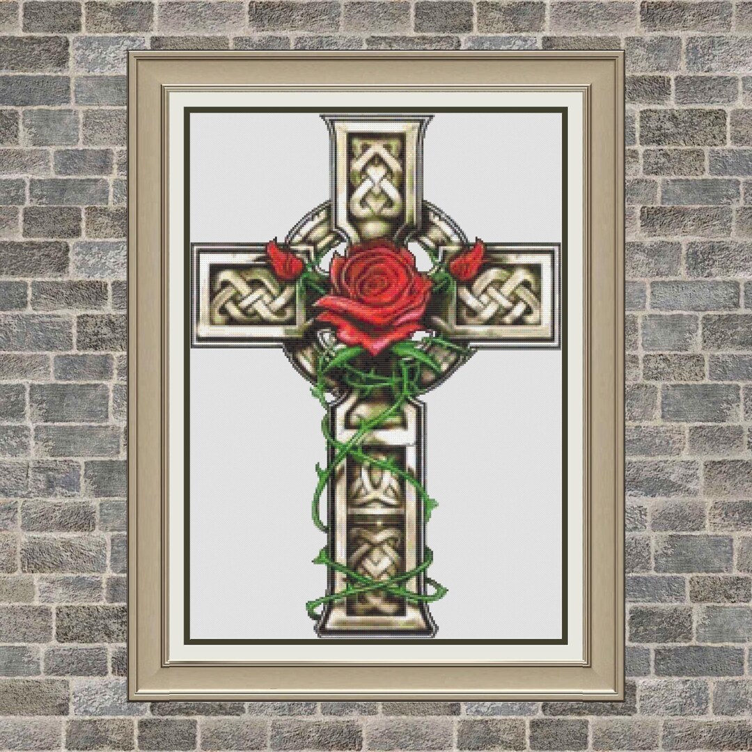 Rose Cross Cross Stitch Pattern PDF - Etsy